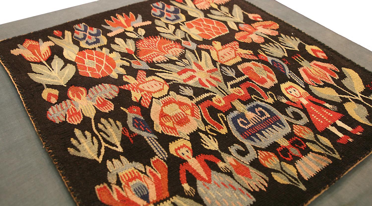 Antique Swedish Special Design Textile Black Background Color, ca. 1880 ...