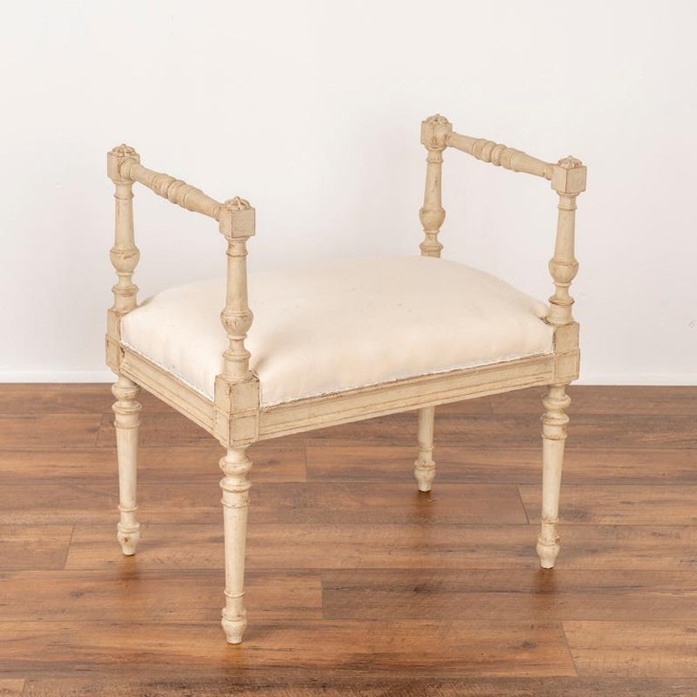 Antique Swedish Tabouret Stool Painted Light Gray For Sale at 1stDibs