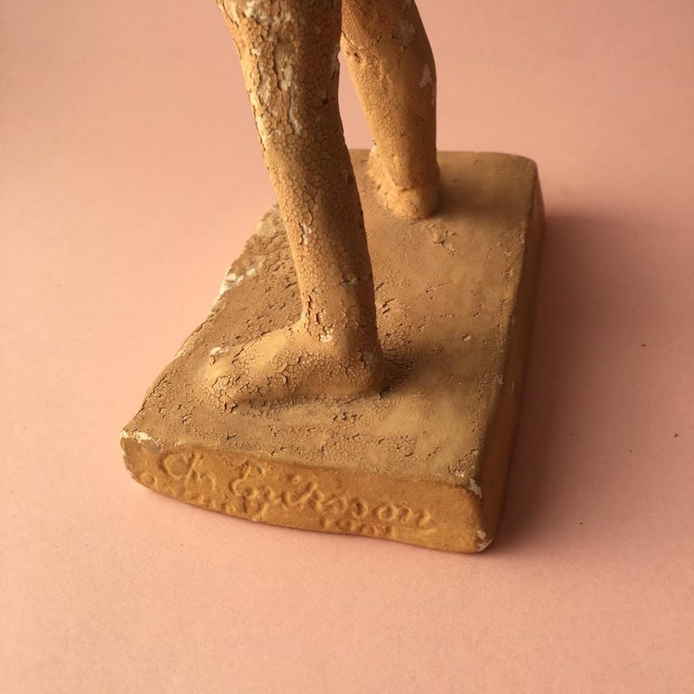 Antique Swedish Terracotta "Elof" Boy Figurine by Christian Eriksson ...