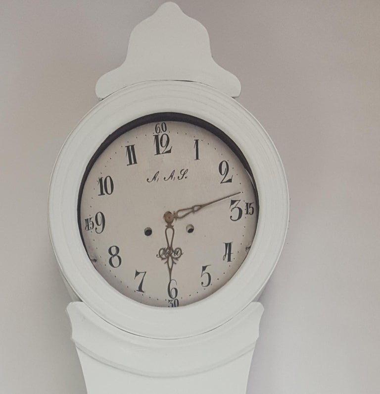 Antique Swedish White Mora Clock Country Style Carved Hood, Early 1800s ...