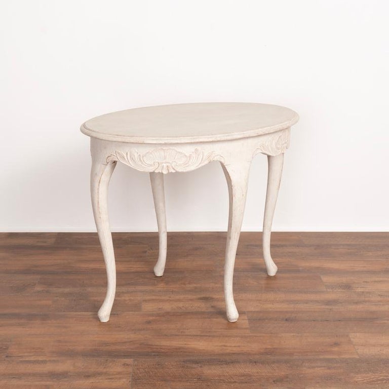 Antique Swedish White Painted Oval Tea Table Side Table from Sweden For ...