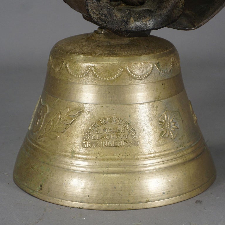 Antique Swiss Alpine Cow Bell with Leather Strap, Ca. 1900 at 1stDibs