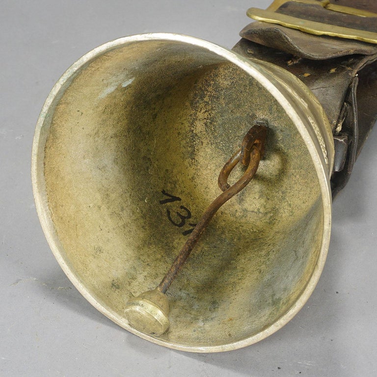 Antique Swiss Alpine Cow Bell with Leather Strap, Ca. 1900 at 1stDibs