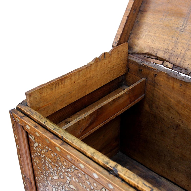 Antique Syrian 19th Century Mother of Pearl Inlay Wedding Dowry Trunk ...