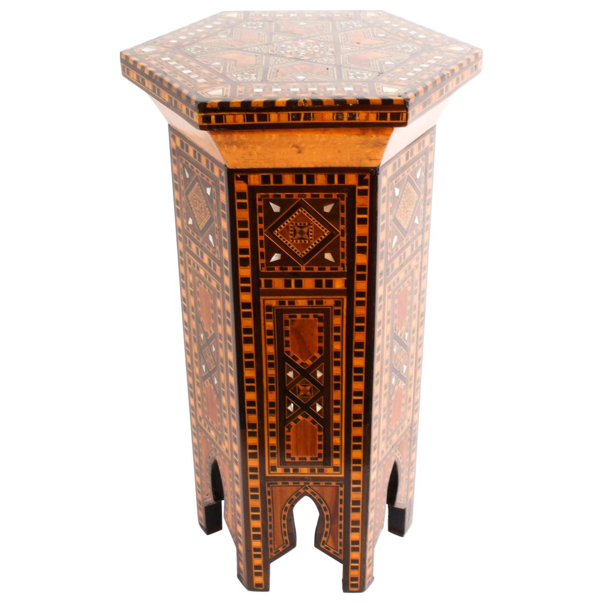 Antique Syrian Damascus Inlaid Hexagonal Occasional Table, Early 20th ...