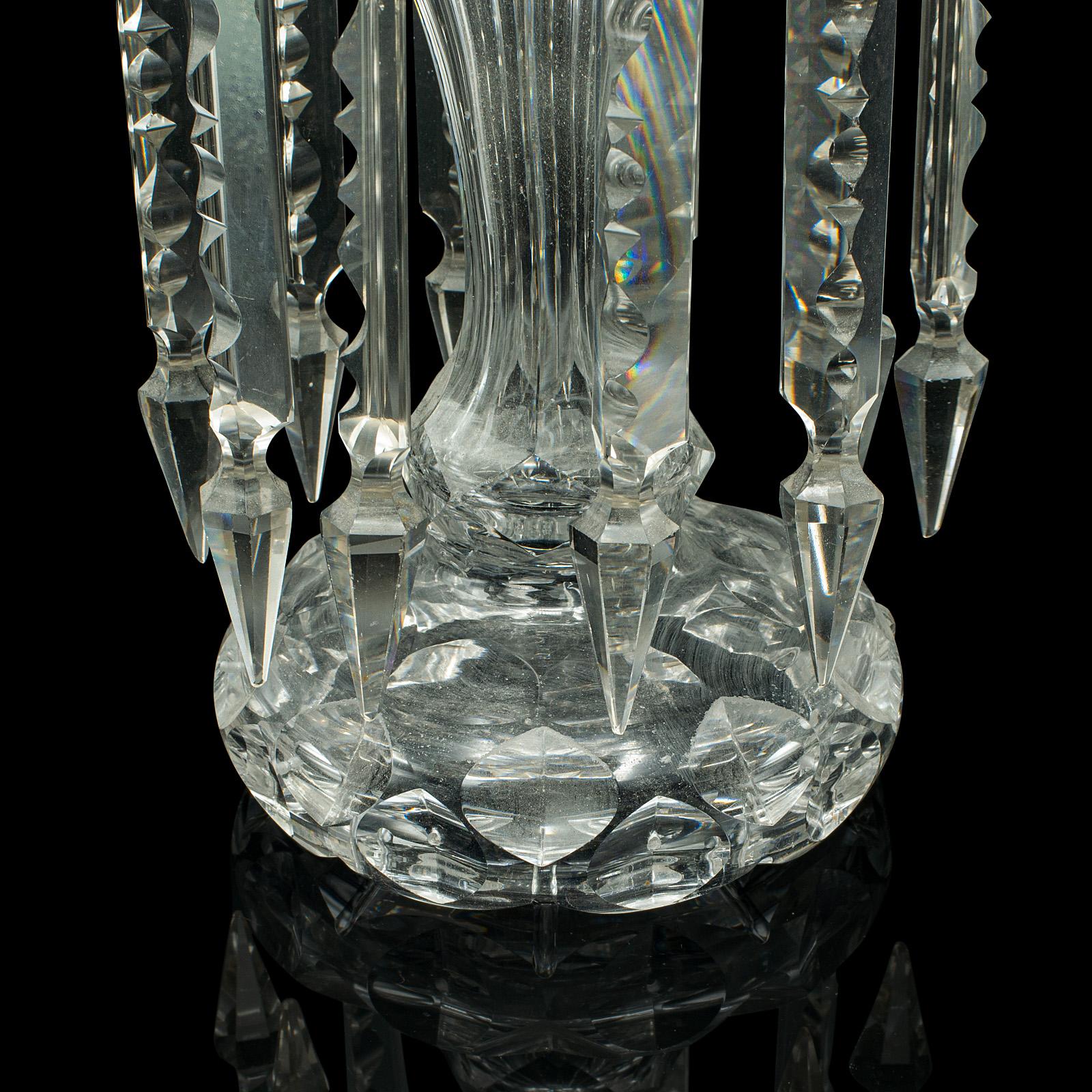 Antique Table Lustre, English, Glass, Crystal, Decor, Candle Holder ...