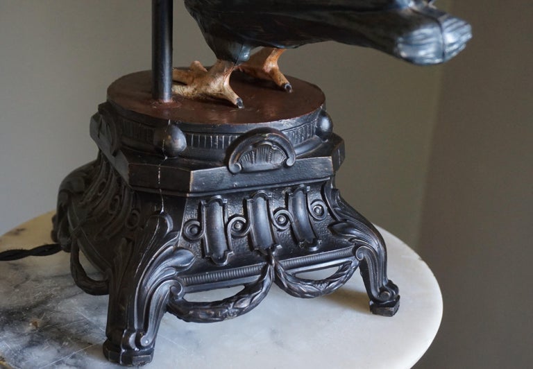 Antique Table or Desk Lamp with Symbolic Dove Sculpture and Flowery ...