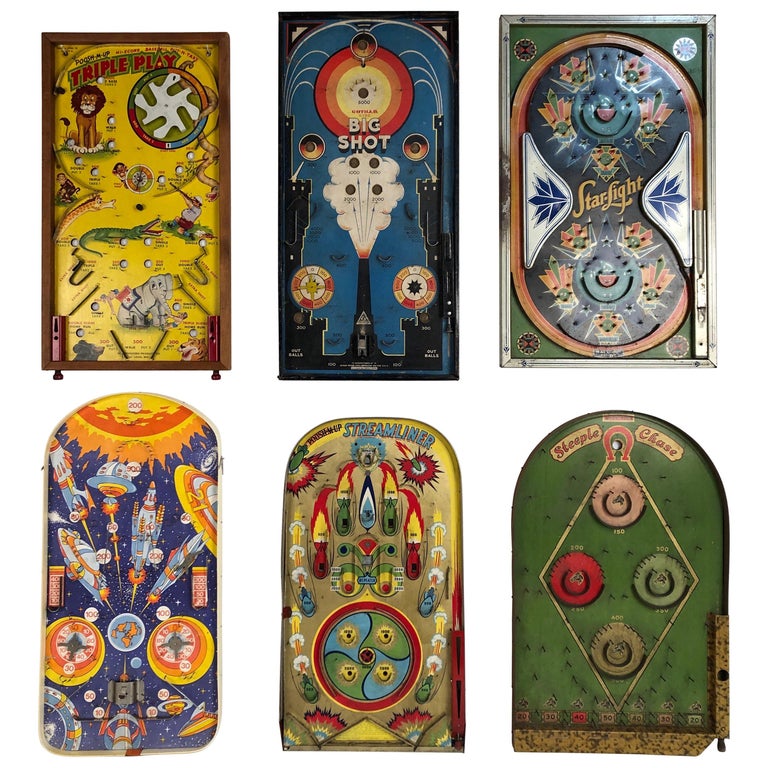 Antique Table Top Pinball Game Board Collection, Set of 6, circa 1920 ...