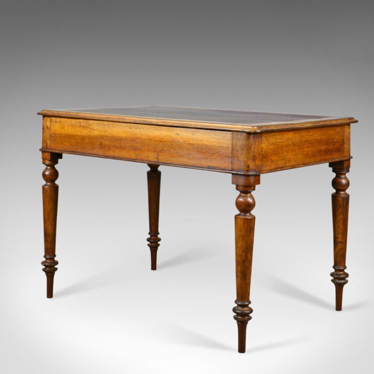 Antique Table, Victorian Library Desk, English, Oak, 19th Century ...
