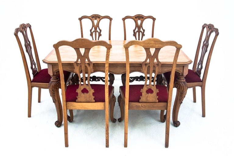 Antique table with chairs, Belgium, 1890s. For Sale at 1stDibs
