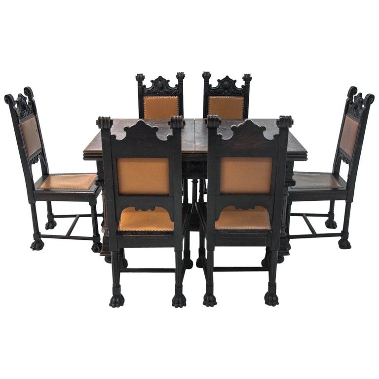 Antique Table with Dining Room Chairs from circa 1880 in the ...