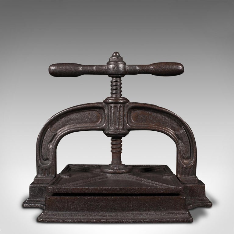 Antique Tabletop Press, English, Cast Iron, Rotary, Flower Pressing ...