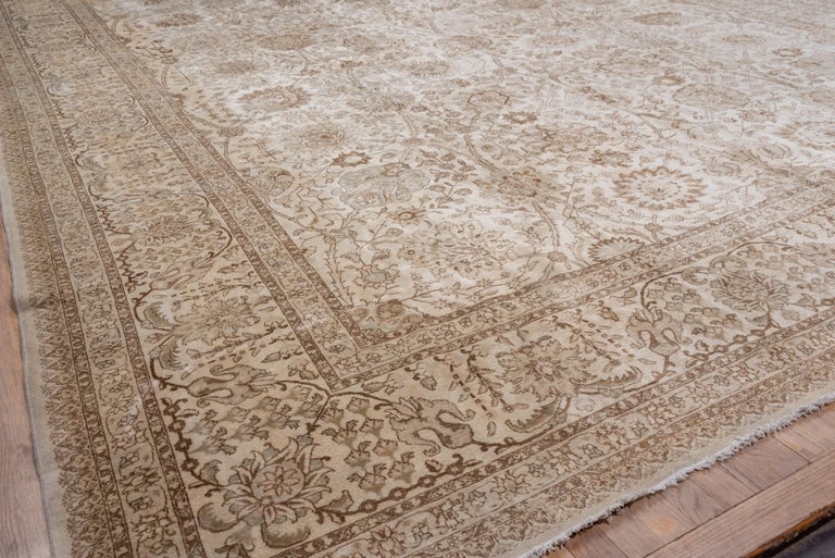 Antique Tabriz Carpet, Ivory Field For Sale at 1stDibs