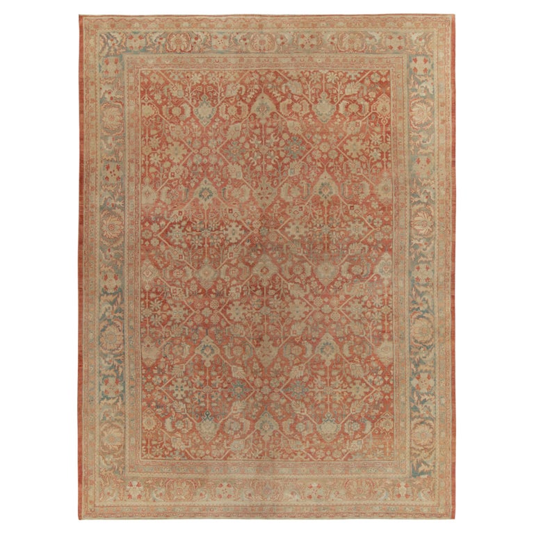 Antique Tabriz Rug in Red and Beige-Brown Floral Pattern by Rug and ...