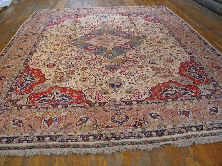 Antique Tabriz, Silk Rug For Sale at 1stDibs