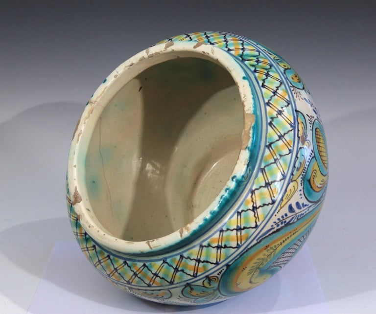 Antique Talavera Spanish Majolica Centerpiece Bowl Bull Vase Pottery ...