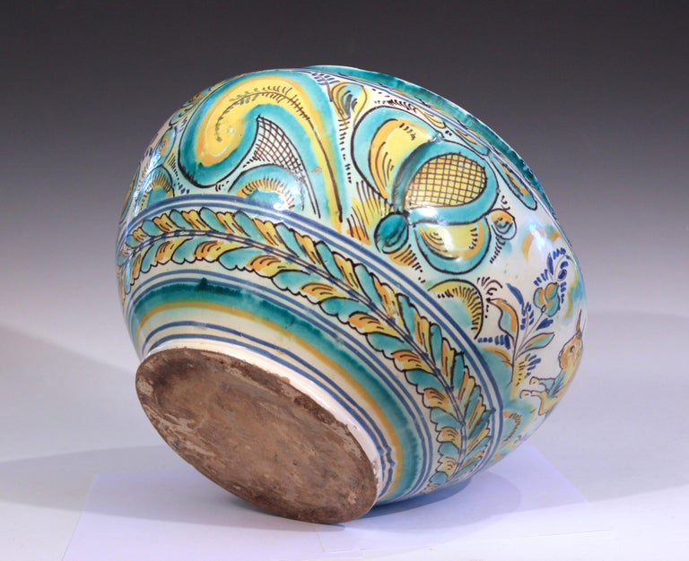 Antique Talavera Spanish Majolica Centerpiece Bowl Bull Vase Pottery ...