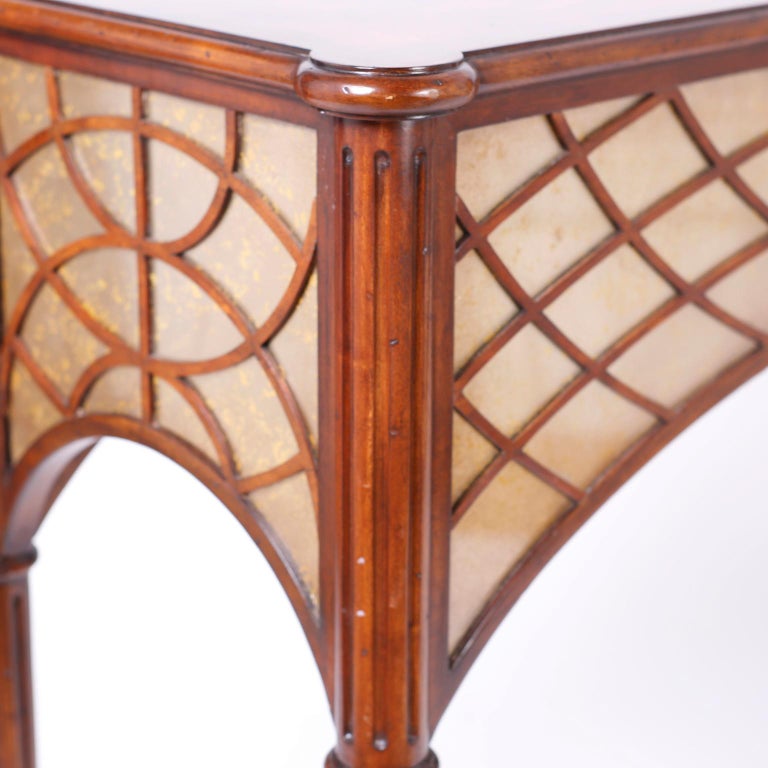 Antique Tall British Colonial Console Table with Mirrored Skirt For ...