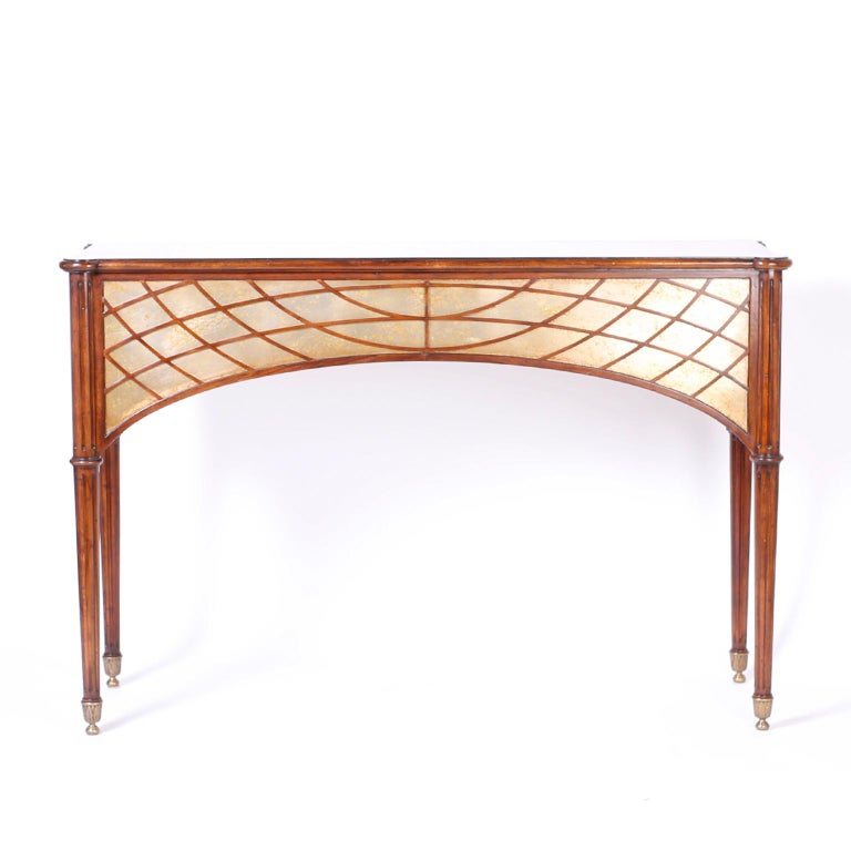 Antique Tall British Colonial Console Table with Mirrored Skirt For ...
