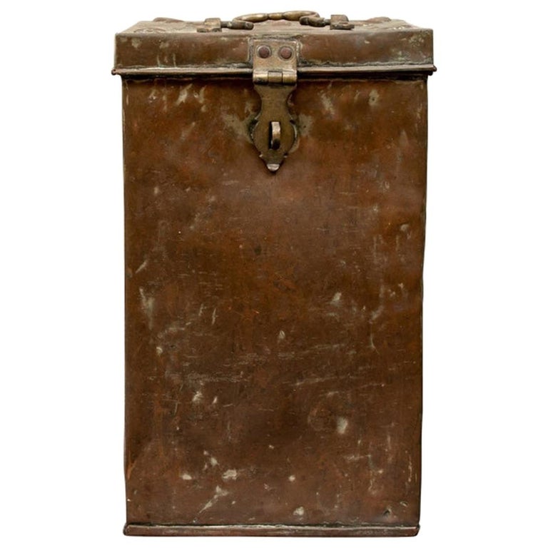 Antique Tall Copper Storage Chest For Sale at 1stDibs