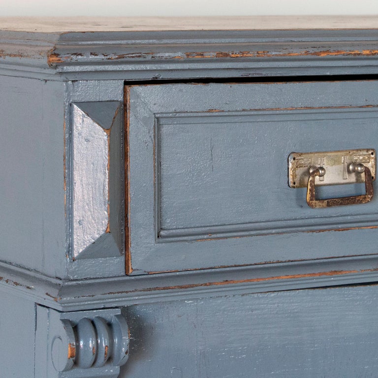 Antique Tall Original Blue Painted Sideboard from Sweden at 1stDibs