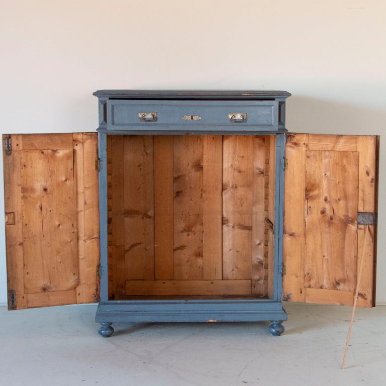Antique Tall Original Blue Painted Sideboard from Sweden at 1stDibs