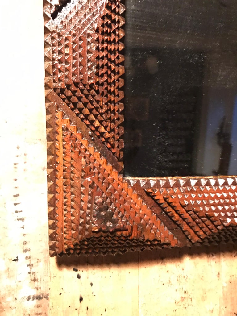 Antique Tramp Art Mirror from the Early 1900s at 1stDibs