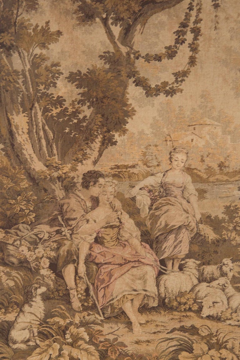 Antique Tapestry of Daily Upper Middle Class Love Scene For Sale at 1stDibs