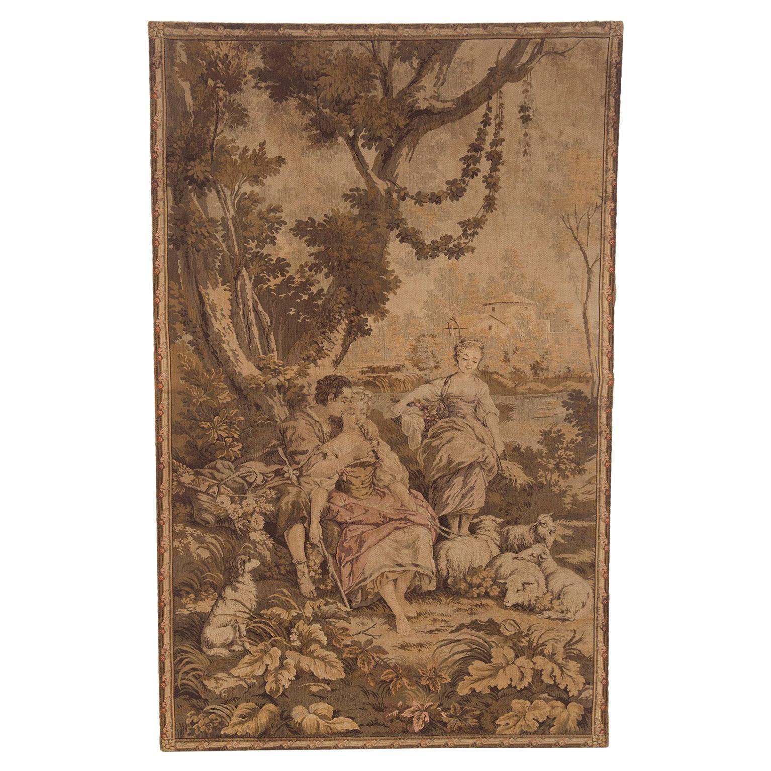 Antique Tapestry of Upper Middle Class Daily Scenes For Sale at 1stDibs