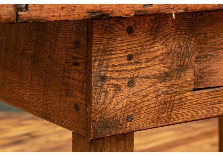 Antique Tavern/ Work Table With Breadboard Top For Sale at 1stDibs