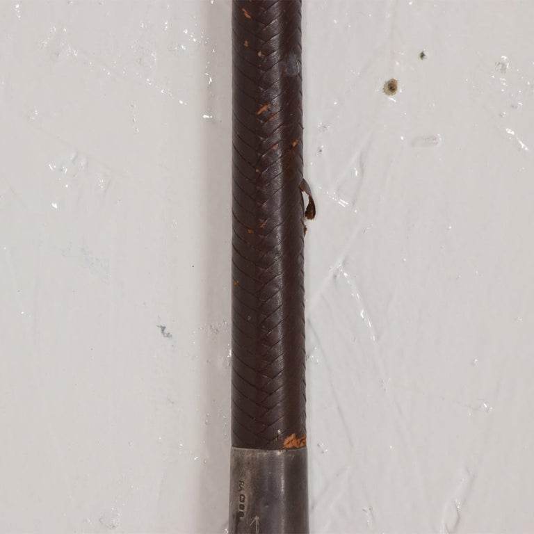 Antique Taxidermy Antler Leather and Sterling Equestrian Leather Whip ...