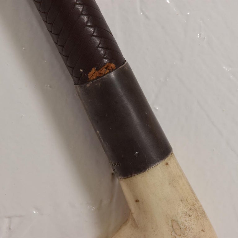Antique Taxidermy Antler Leather and Sterling Equestrian Leather Whip ...