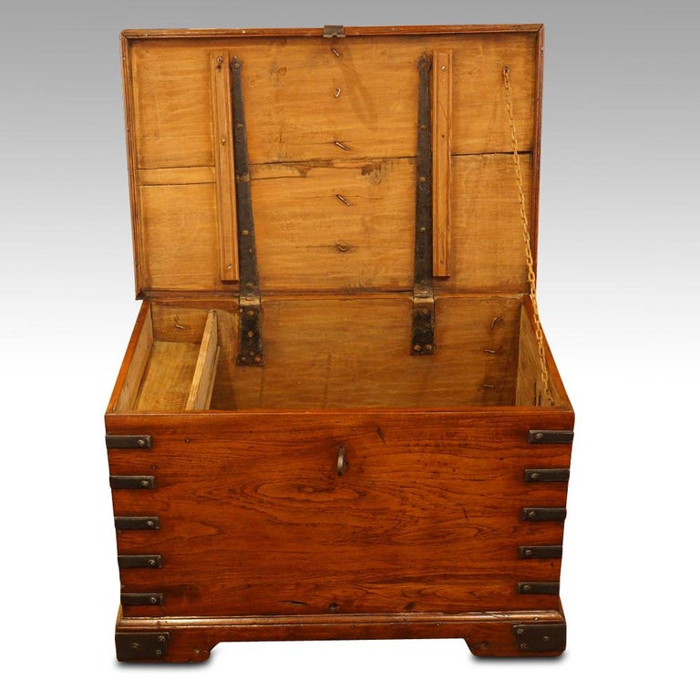 Antique golden teak Colonial iron bound merchants chest 19th century at ...