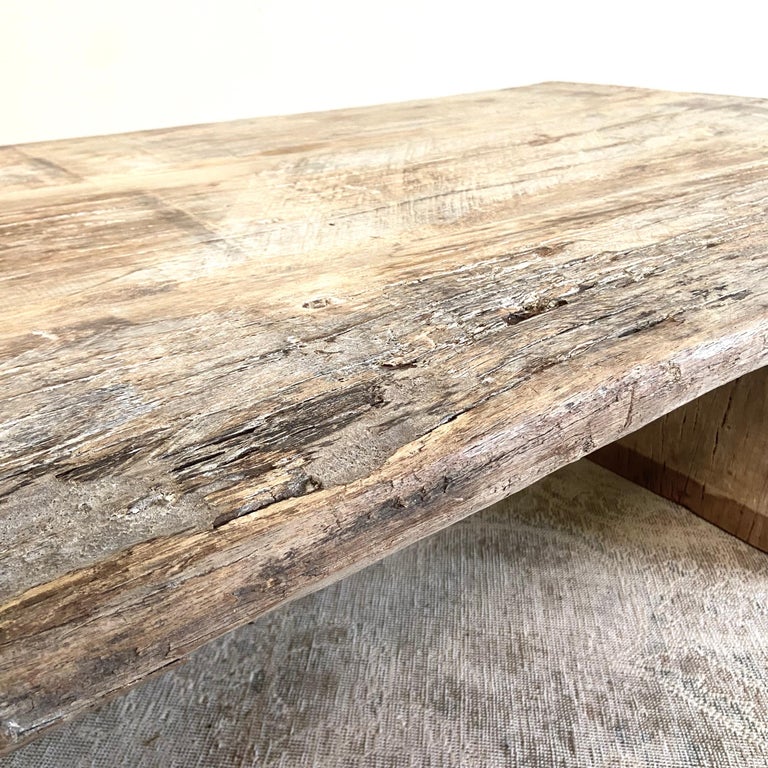 Antique Teak Wood Coffee Table Original Patina at 1stDibs