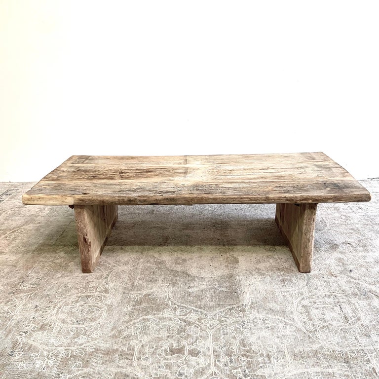 Antique Teak Wood Coffee Table Original Patina at 1stDibs