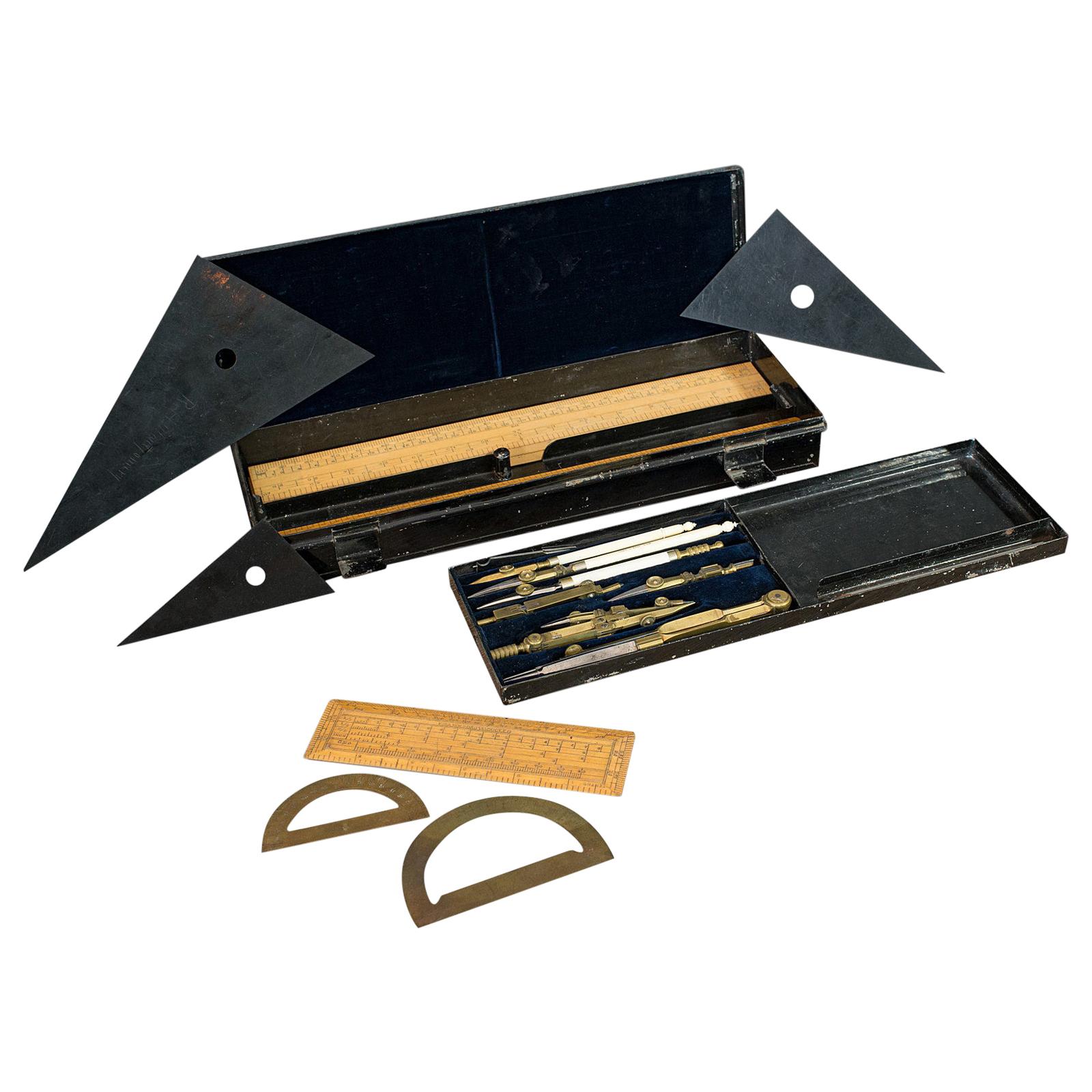 Antique Technical Drawing Set, Architect, Cartographer, Instruments ...