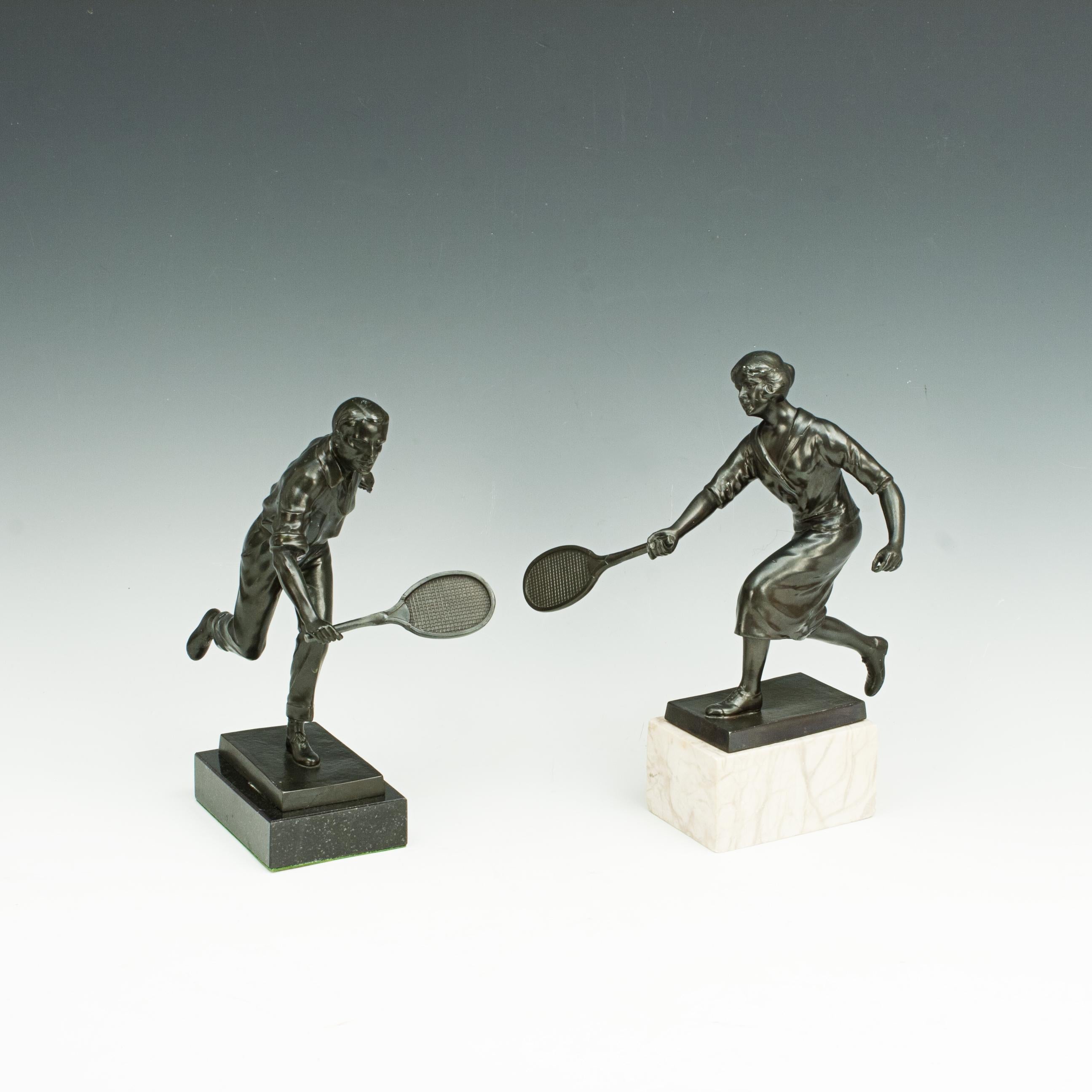 Antique Tennis Figures, Male and Female Tennis Statues For Sale at 1stDibs