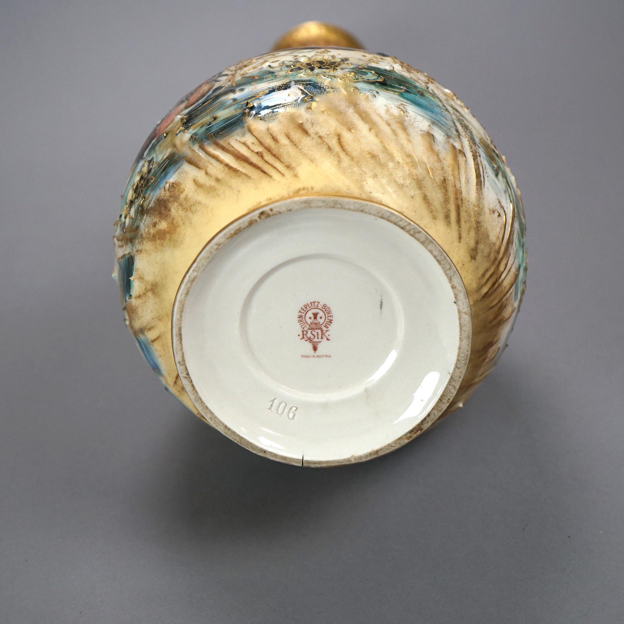Antique Teplitz Amphora Hand Painted and Enameled Figural Porcelain ...