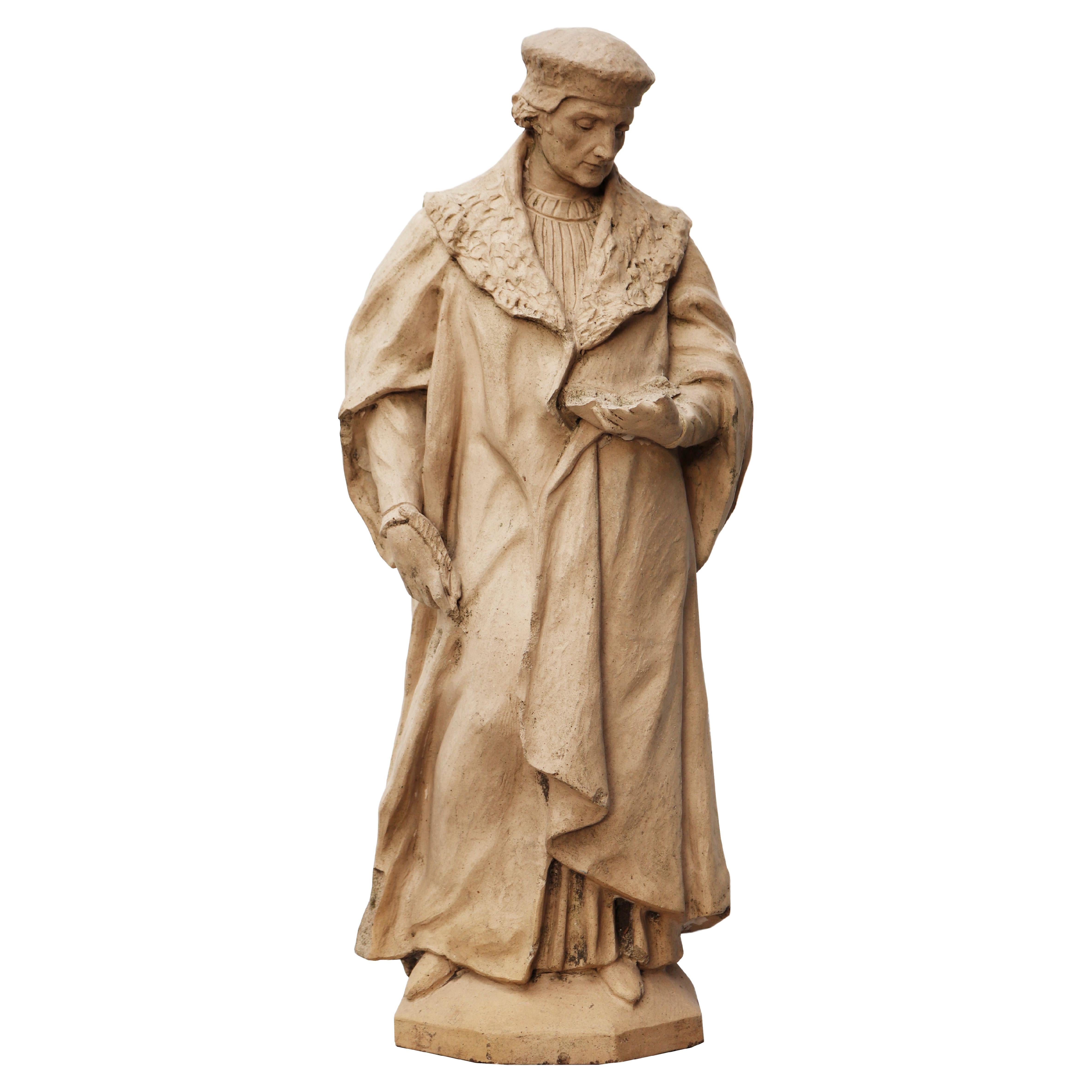 Antique Terracotta Statue of a Medieval Writer For Sale at 1stDibs