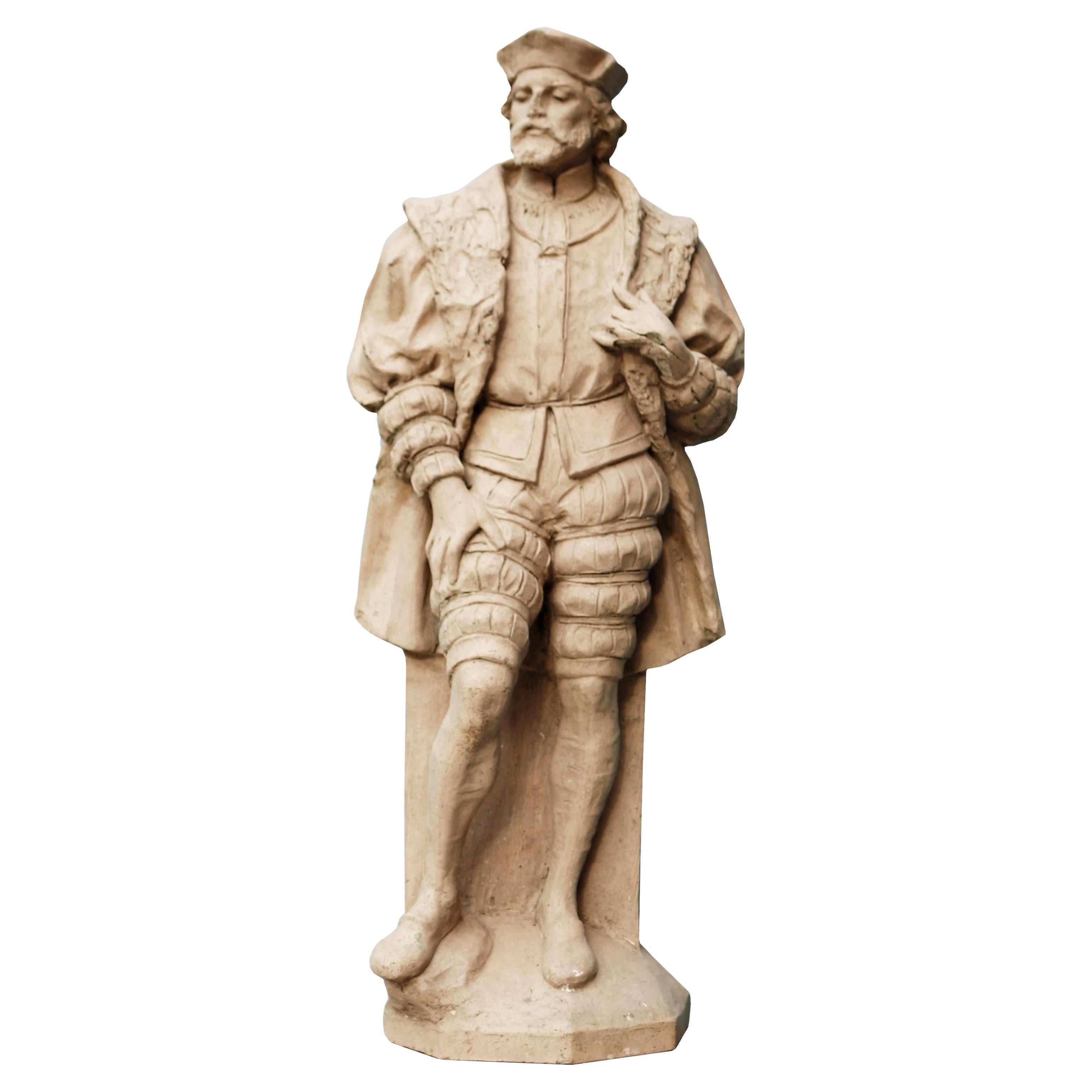 Antique Terracotta Statue of a Renaissance Woman For Sale at 1stDibs