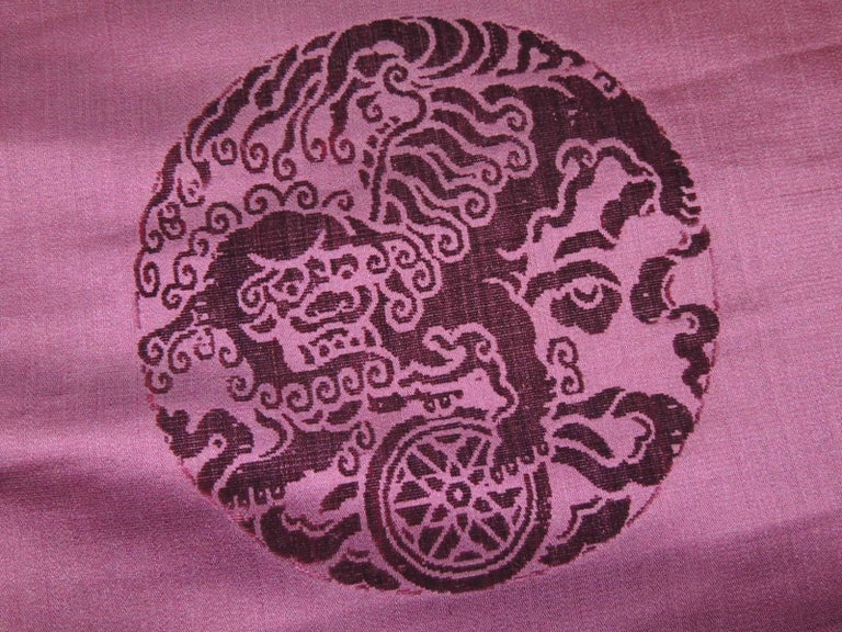 Foo Dog Circles in Purple Silk Cut Velvet Textile For Sale at 1stDibs ...