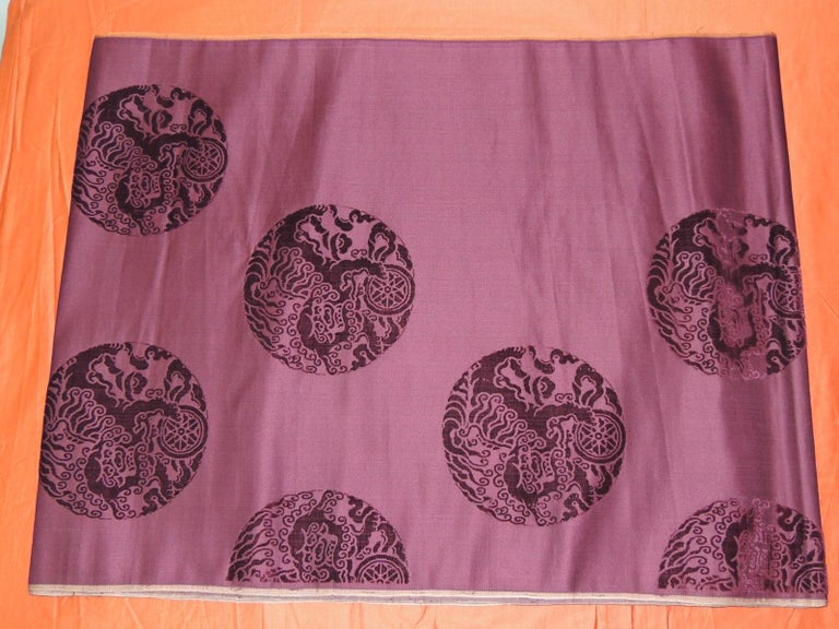 Foo Dog Circles in Purple Silk Cut Velvet Textile For Sale at 1stDibs ...
