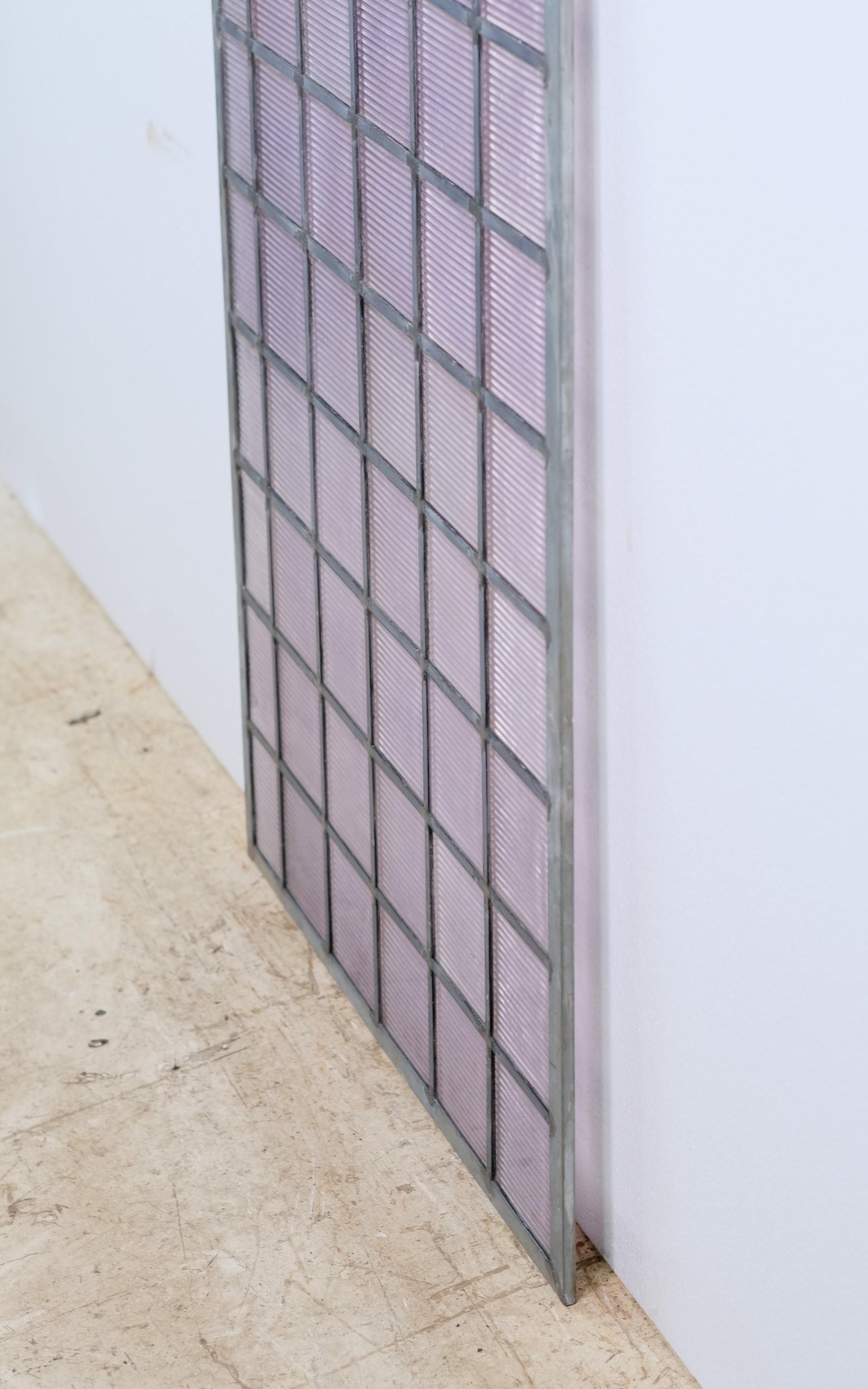 Antique Textured Leaded and Purple Stained Glass Window in Luxfer Style ...