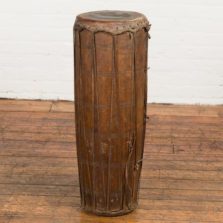 Antique Thai 19th Century Wood and Leather Klong Khaek Processional ...