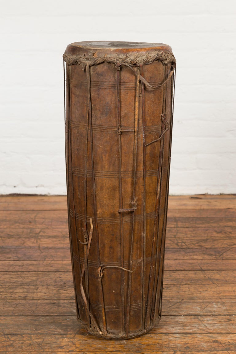 Antique Thai 19th Century Wood and Leather Klong Khaek Processional ...