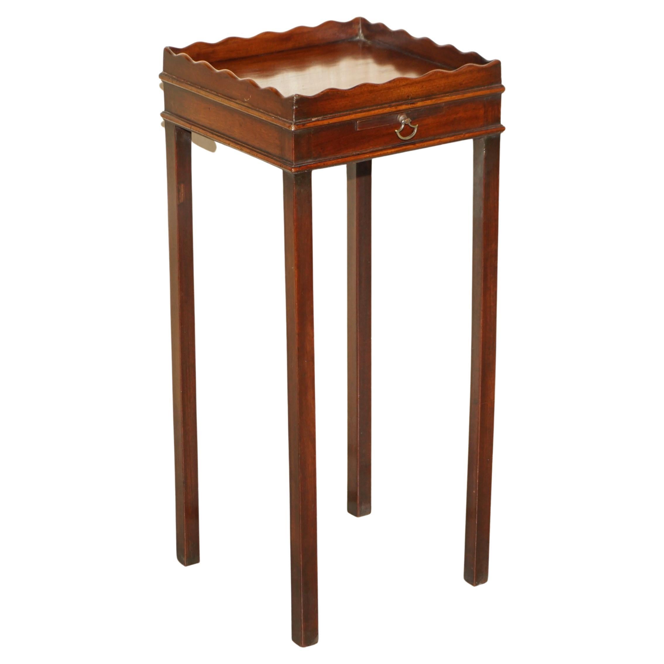 Antique Thomas Chippendale Style Tall Side Table with Sliding Candle ...