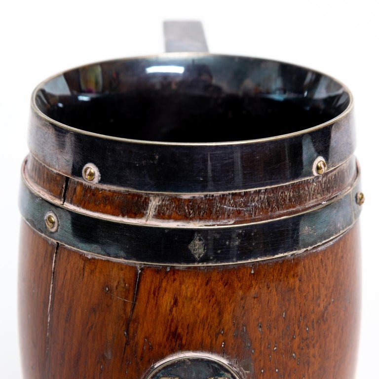 Antique Thomas Harwood and Son’s English Oak and Silverplate Tankard ...