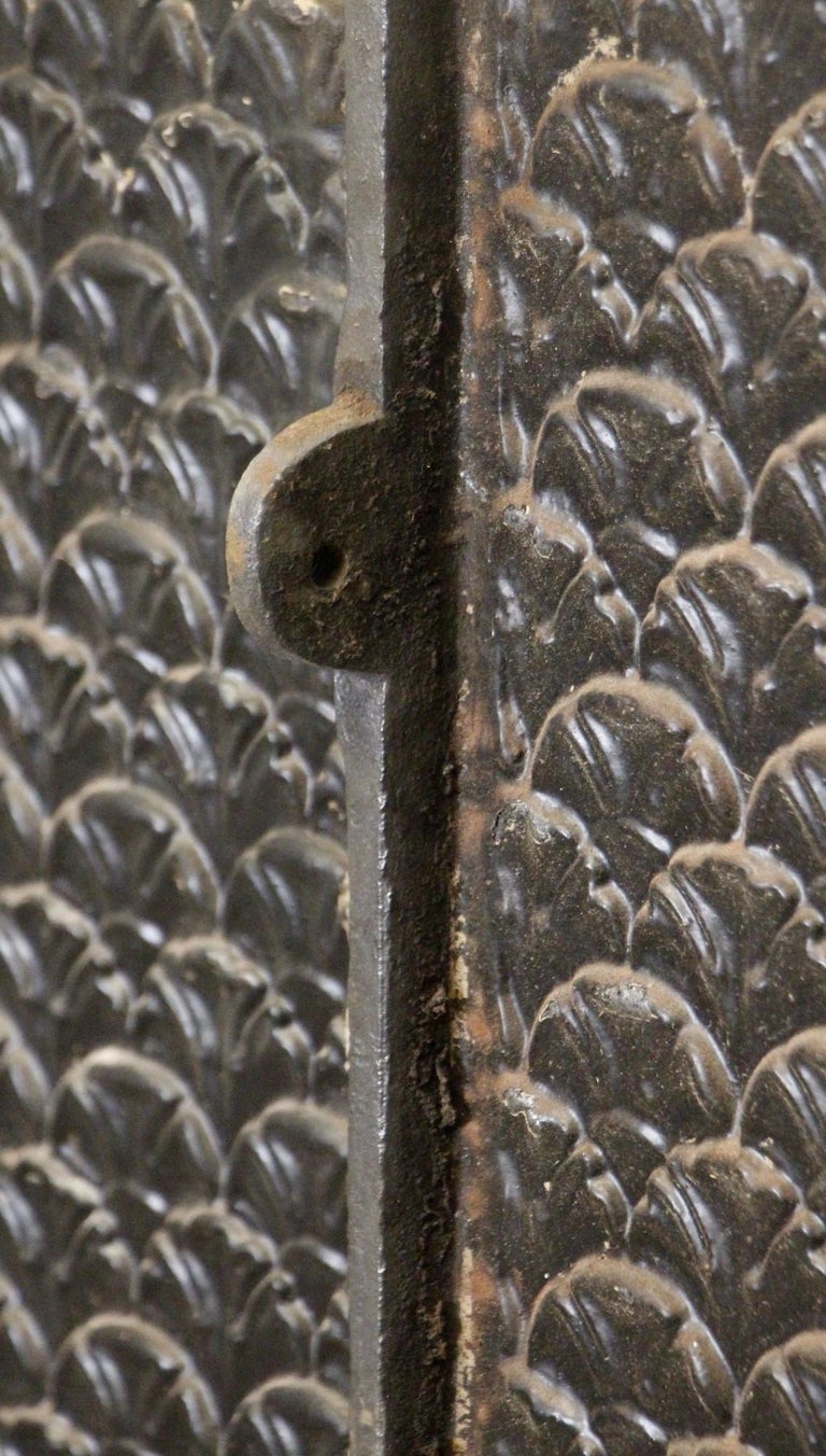 Antique Three Piece Cast Iron Fireplace Fireback Insert Set at 1stDibs