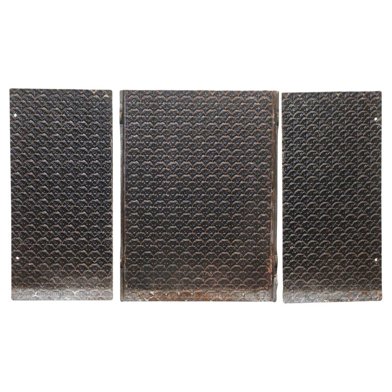 Antique Three Piece Cast Iron Fireplace Fireback Insert Set at 1stDibs