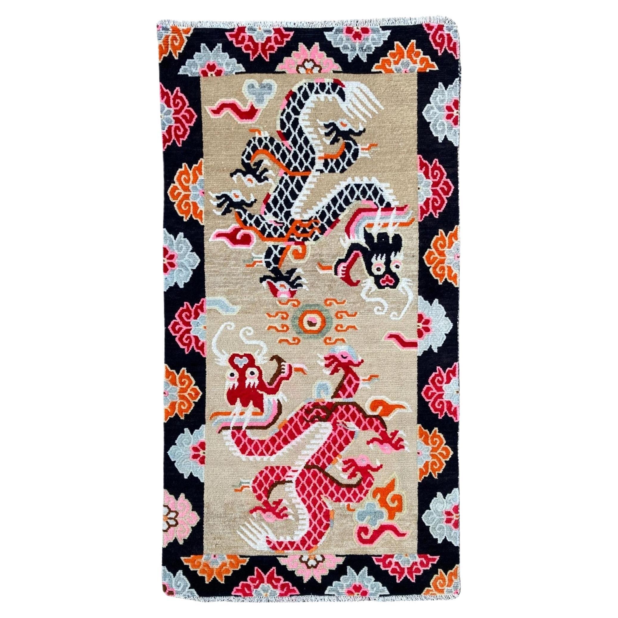 Antique Ochre Tibetan Lotus Flower Design Rug at 1stDibs | lotus flower ...